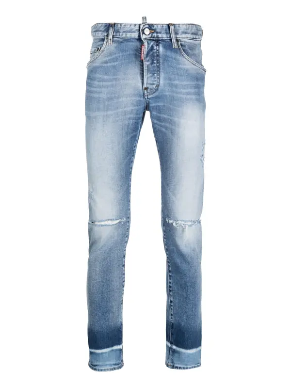 Dsquared2 Skinny Washed Denim Jeans - Blue