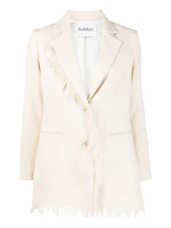 Rodebjer Fringed-edge Blazer - Neutrals