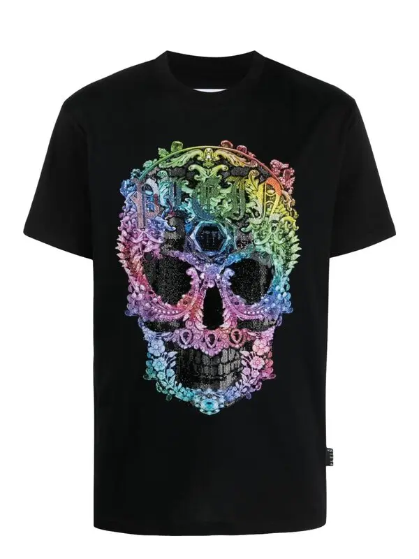 Philipp Plein Rhinestone-embellished Skull-print T-shirt - Black