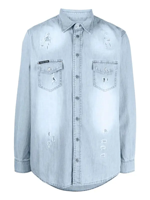 Philipp Plein Denim Long Sleeves Shirt - Blue