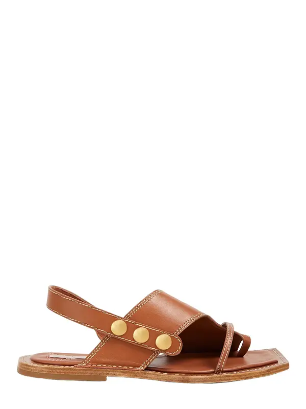 Zimmermann Studded Leather Slingback Sandals - Tan