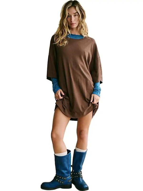 Free People Essential Extreme Tee Mini Dress - Carafe