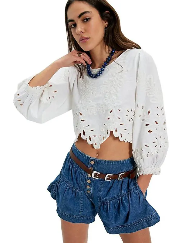 Free People Oleander Cropped Top - White