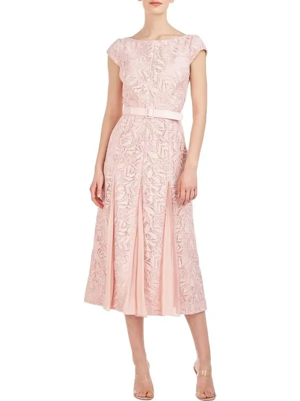 KAY UNGER Angela Lace A-line Midi Dress - Soft Blush
