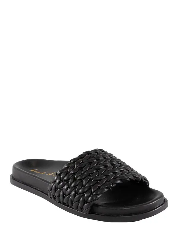 BAND OF THE FREE Ciara Woven Leather Slide Sandal - Black