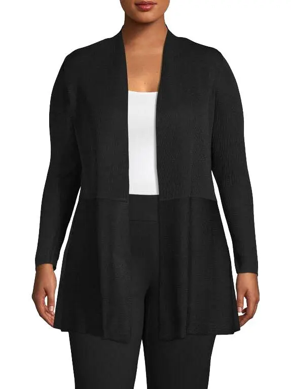 Anne Klein Seamed Open Front Cardigan - Anne Black