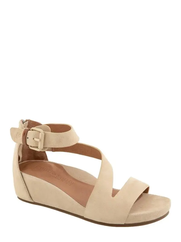 Gentle Souls By Kenneth Cole Gwen Strappy Wedge Sandals - Soybean Suede