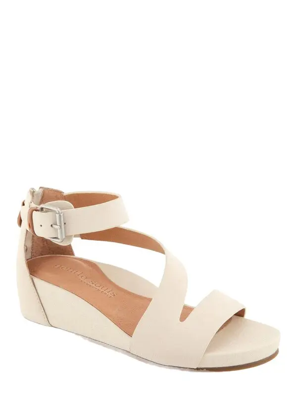 Gentle Souls By Kenneth Cole Gwen Strappy Wedge Sandals - Stone Nubuck
