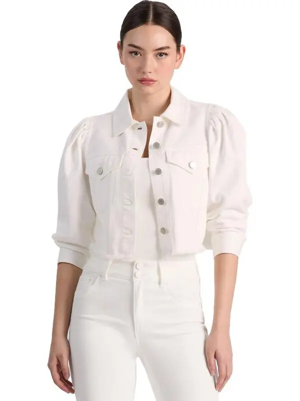 Alice + Olivia Lana Denim Jacket - White
