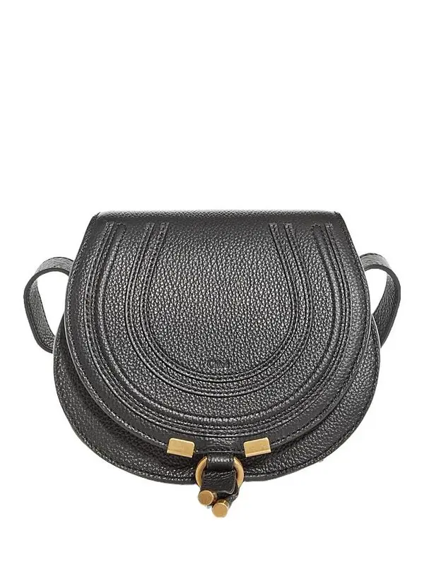 Chloé Marcie Small Saddle Bag - Black Grain Leather