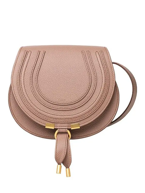 Chloé Marcie Small Saddle Bag - Woodrose Grain Leather