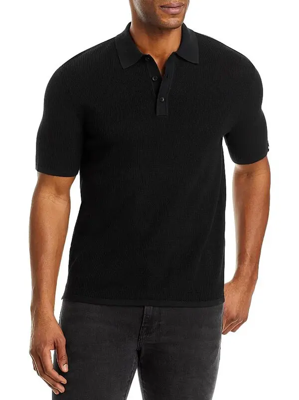 Rag & Bone Harvey Knit Polo Shirt - Black