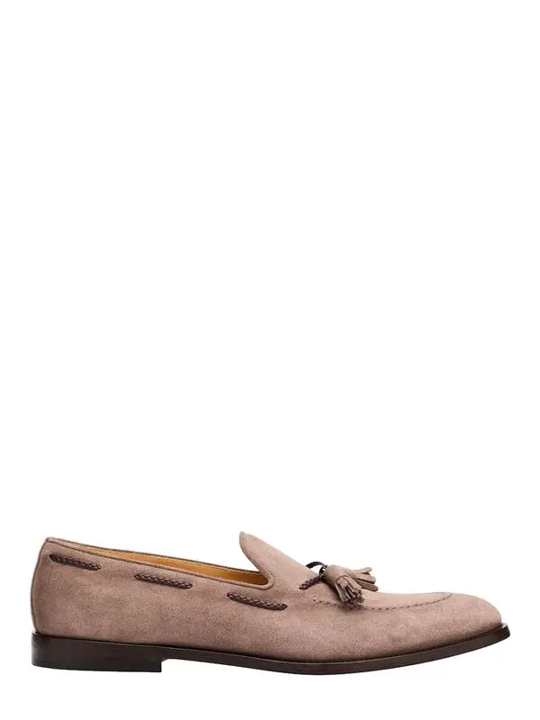 Brunello Cucinelli Suede Tassel Loafers - Medium Brown