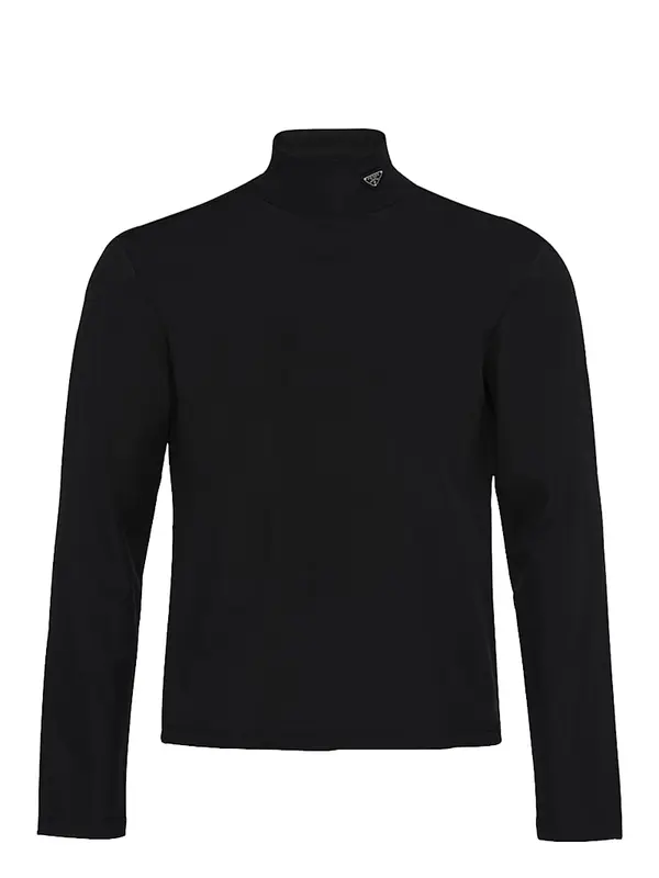 Prada Tech Jersey Mock-neck Pullover - Nero