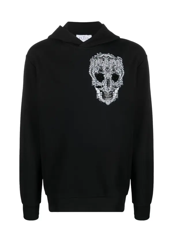 Philipp Plein Baroque Skull Cotton Hoodie - Black