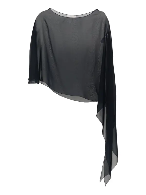 Antonelli Firenze Asymmetric Silk Blouse - Black