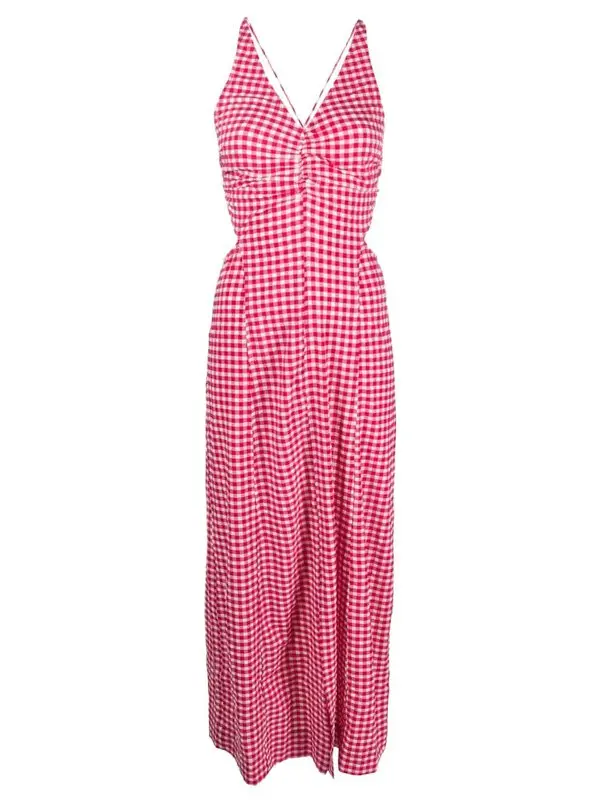 GANNI Love Potion Seersucker Maxi Dress - Pink