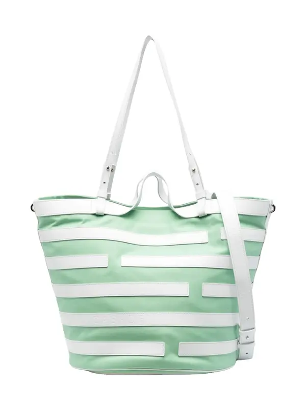 Casadei Stripe-pattern Leather Tote Bag - Green