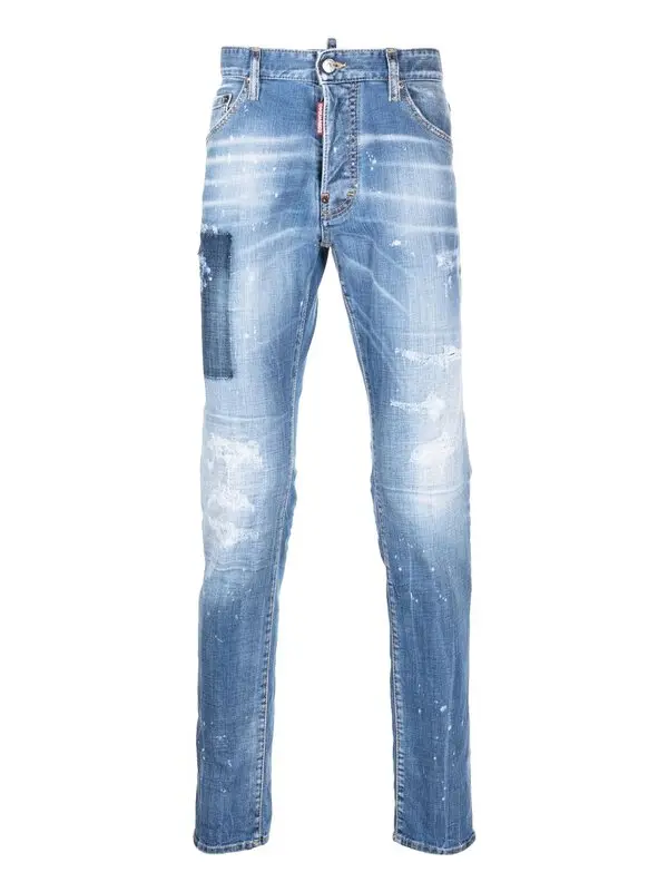 Dsquared2 Light Wash Logo Patch Jeans - Blue