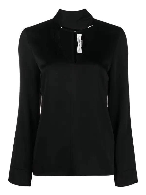 Victoria Beckham V-neck Fringed Blouse - Black