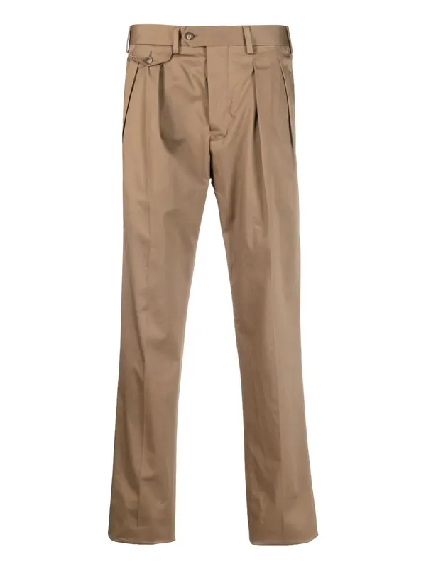 LARDINI Pleated Straight-leg Trousers - Brown