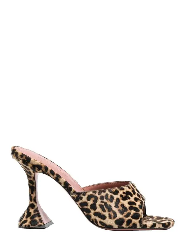 Amina Muaddi Leopard Print Open Toe Sandals - Neutrals
