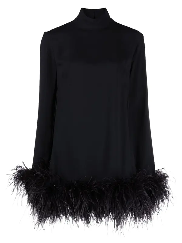 TALLER MARMO Gina Feather-trimmed Mini Dress - Black
