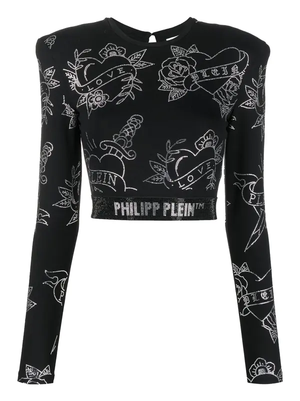 Philipp Plein Crystal-embellished Top - Black