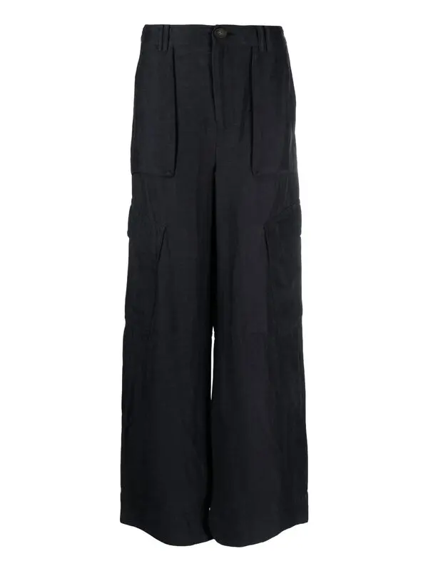 Vince Wide-leg Linen Trousers - Blue