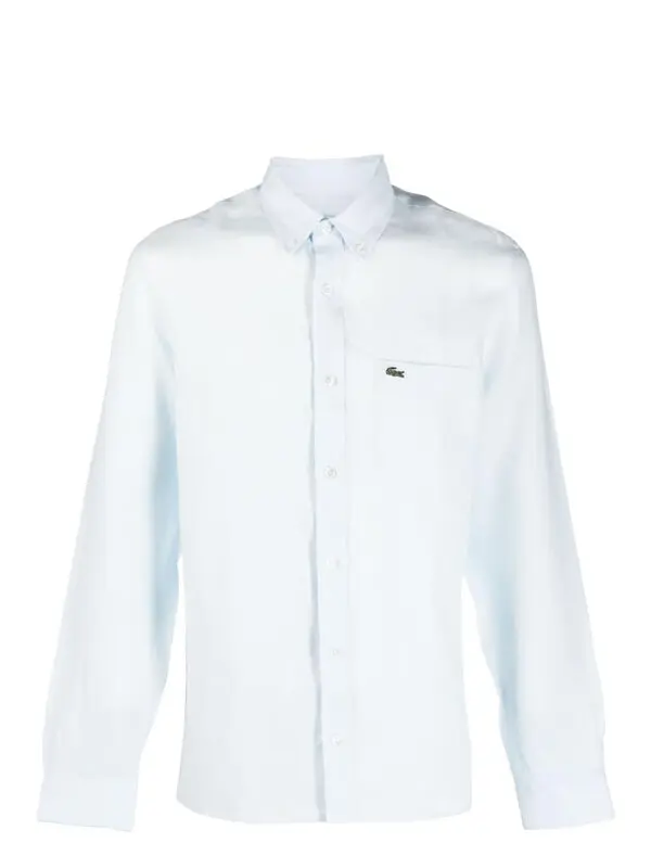 Lacoste Logo-embroidered Linen Shirt - Blue