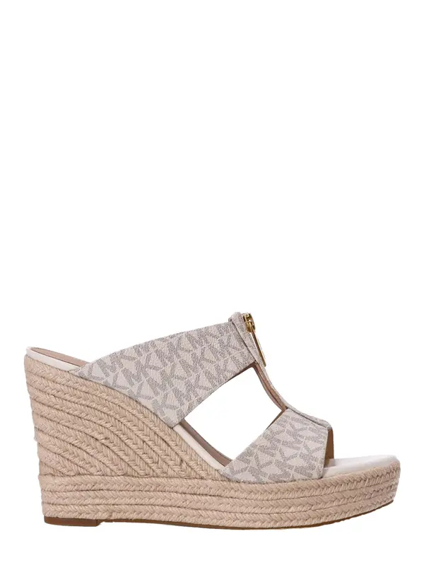 Michael Kors Leather Wedge Sandals - Neutrals