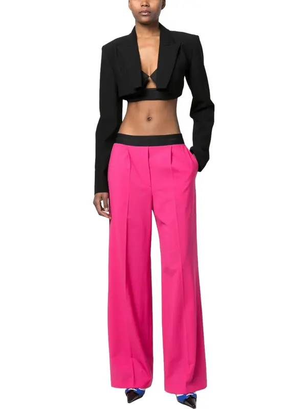 MSGM Logo Waistband Wide-leg Trousers - Pink