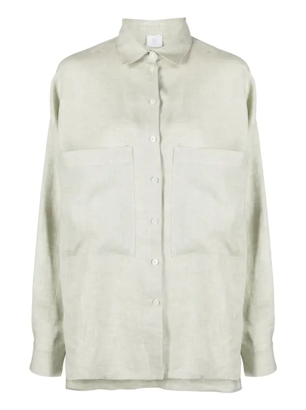 Eleventy Plain Linen Shirt - Green