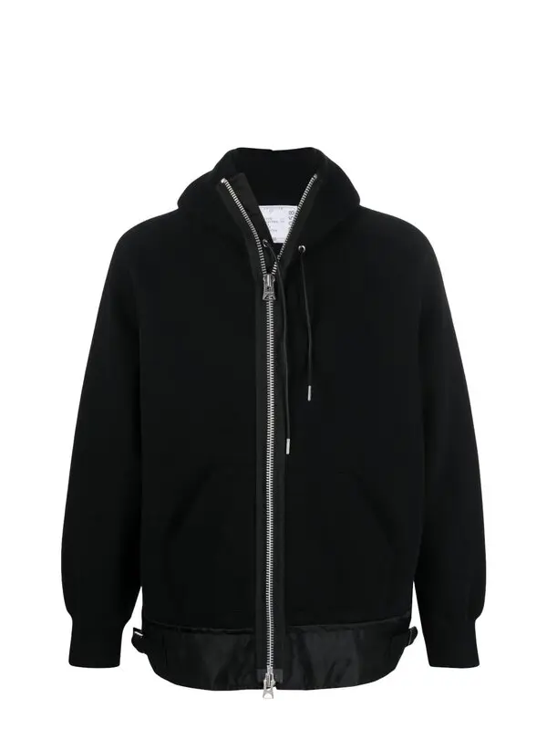 Sacai Zip-up Cotton-blend Hoodie - Black