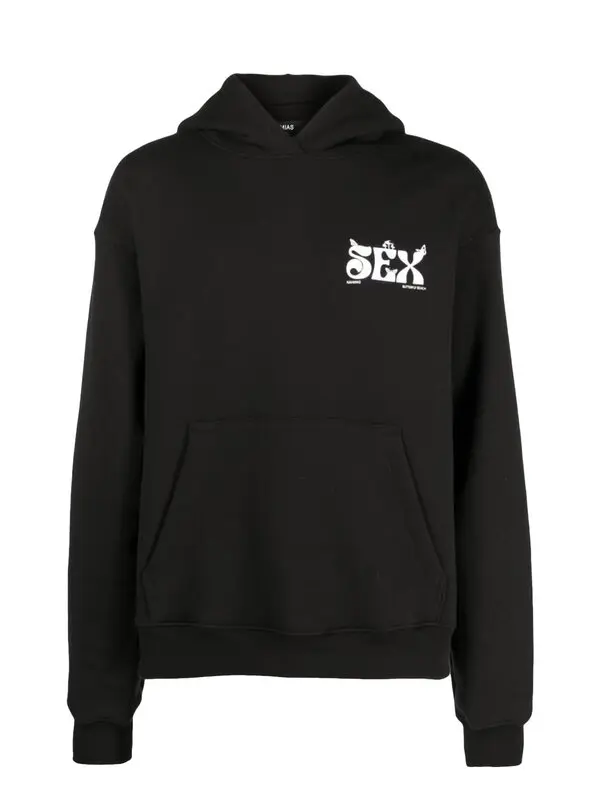 NAHMIAS Text Print Hoodie - Black