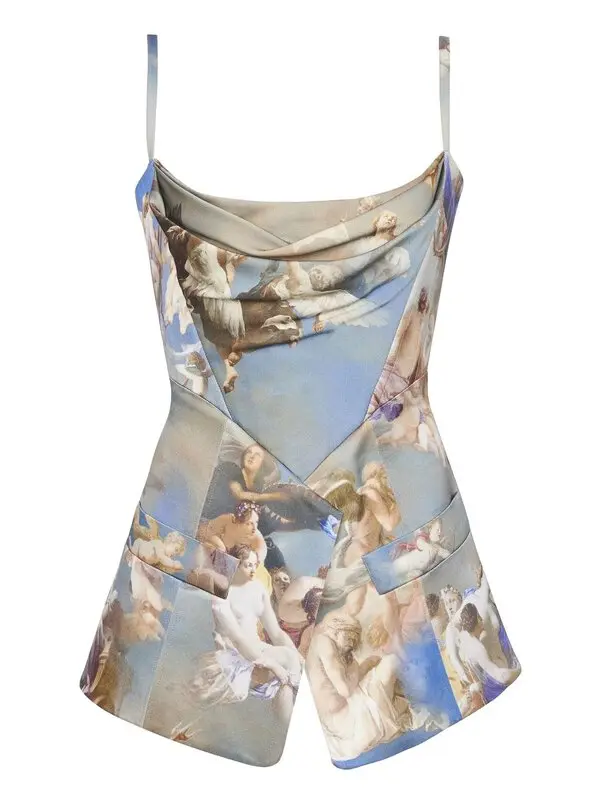 Balmain Sky-print Corset Top - Blue