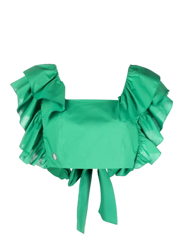 Philipp Plein Volant Ruffled Top - Green