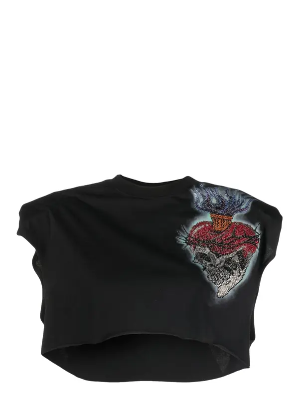 Philipp Plein Love Tattoo Cropped T-shirt - Black