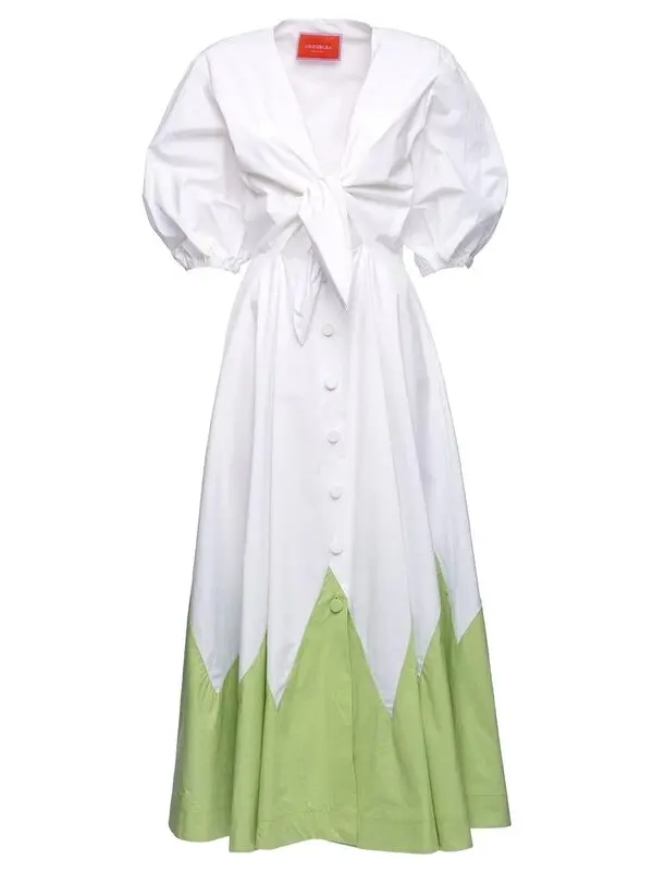La DoubleJ Peek-a-boo Graphic-print V-neck Dress - White