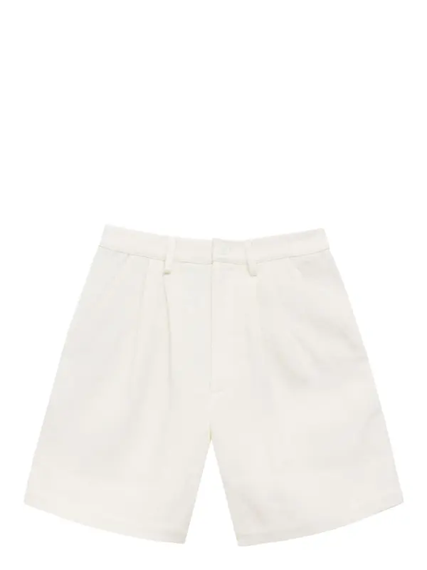 ANINE BING Carrie Pleat-detail Linen Shorts - White