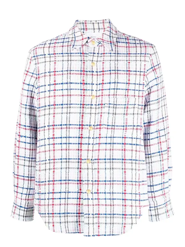 Thom Browne Gingham Check Tweed Overshirt - White