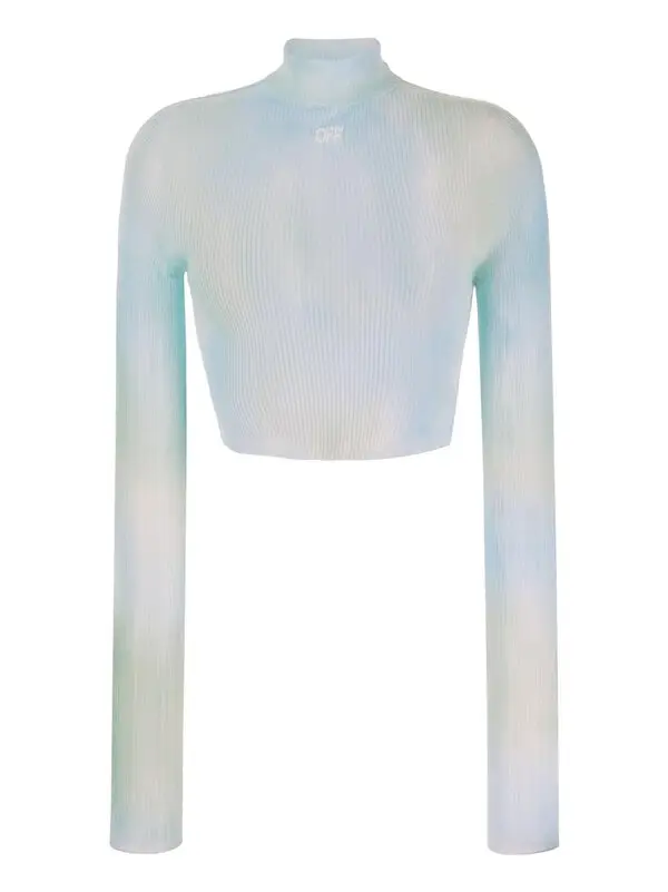 Off-White Logo-print Tie-dye Crop Top - Blue