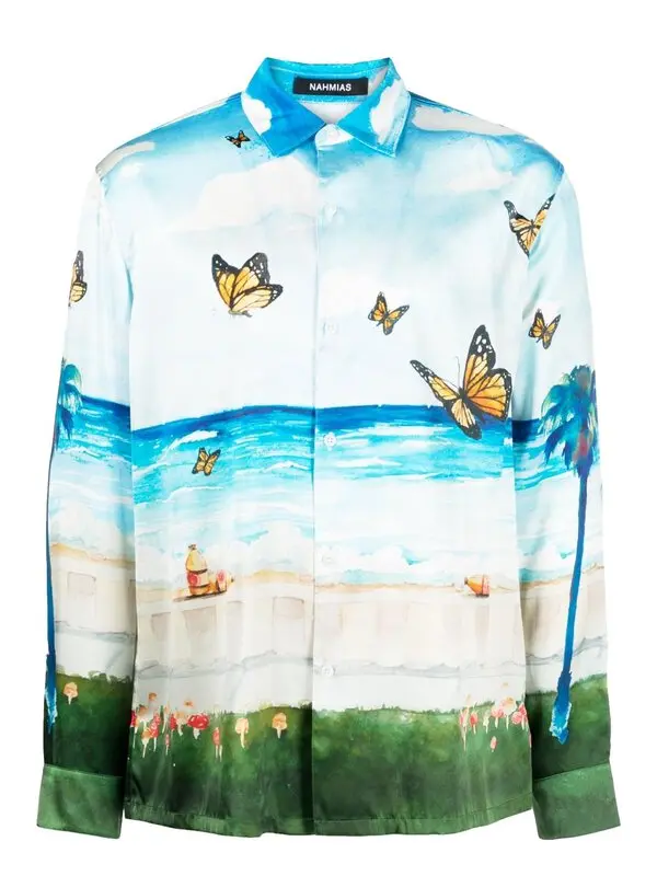 NAHMIAS Butterfly Beach Shirt - Blue