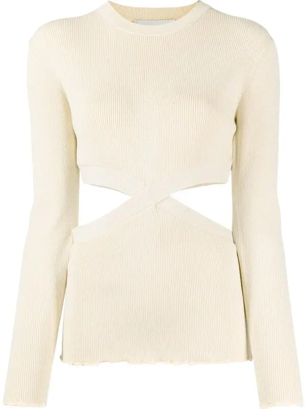 3.1 Phillip Lim Lurex Cut-out Knitted Top - Neutrals