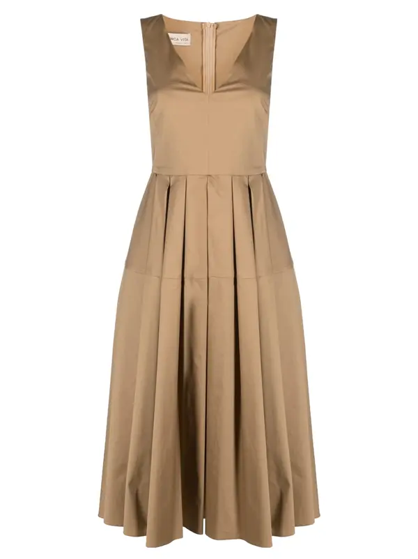 BLANCA VITA V-neck Midi Dress - Neutrals