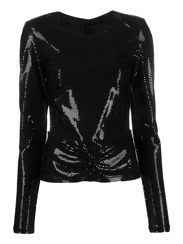ROTATE BY BIRGER CHRISTENSEN Sequin-embellished Open-back Top - Black