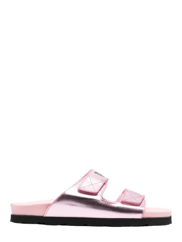 Palm Angels Logo-print Leather Flat Sandals - Pink