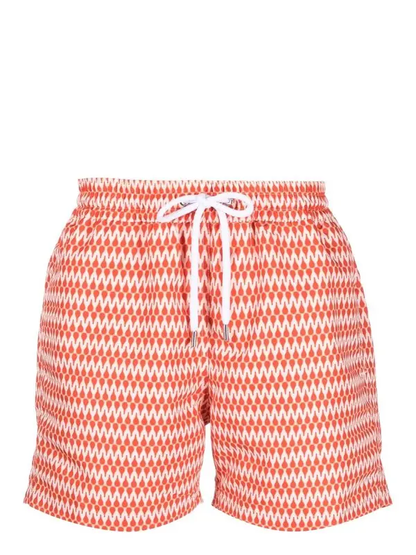 Frescobol Carioca Raquete Print Swim Shorts - Orange