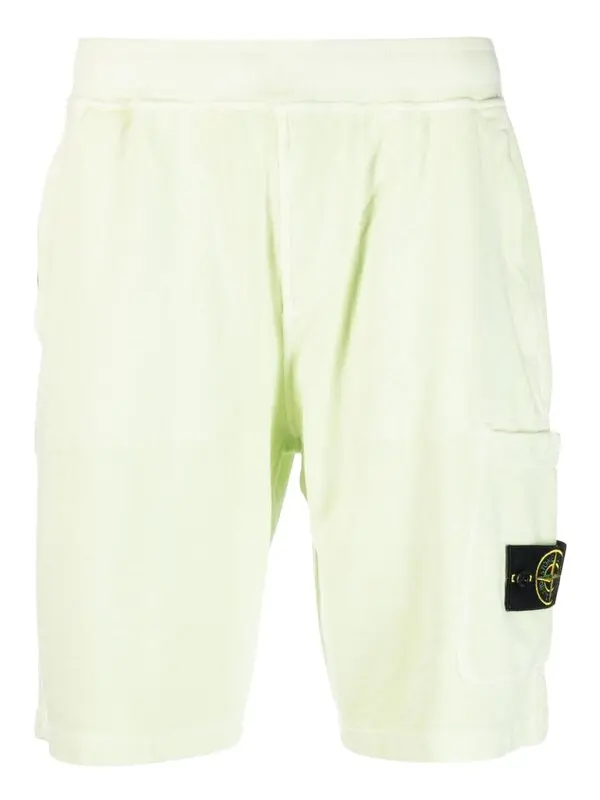 Stone Island Compass-motif Cotton Shorts - Green