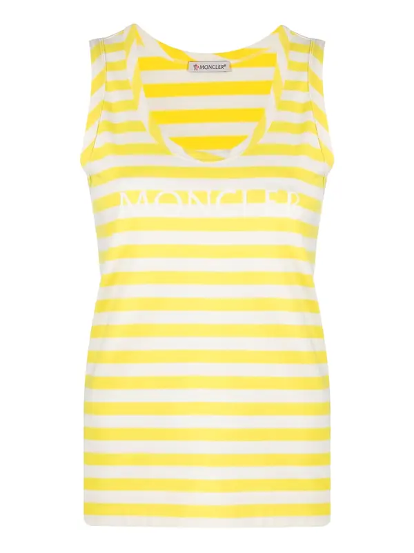Moncler Striped Logo-print Tank Top - Yellow